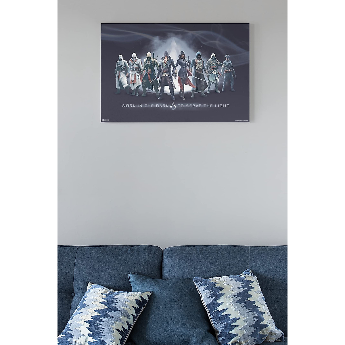 Assassins Creed Wall Art Posters Video Games Wall Decor Work in The Dark to Serve The Light Lineup Valhalla Games Gaming Room Decor Cool Movie Poster Gamer Gift Cool Wall Art Print Poster 18x12