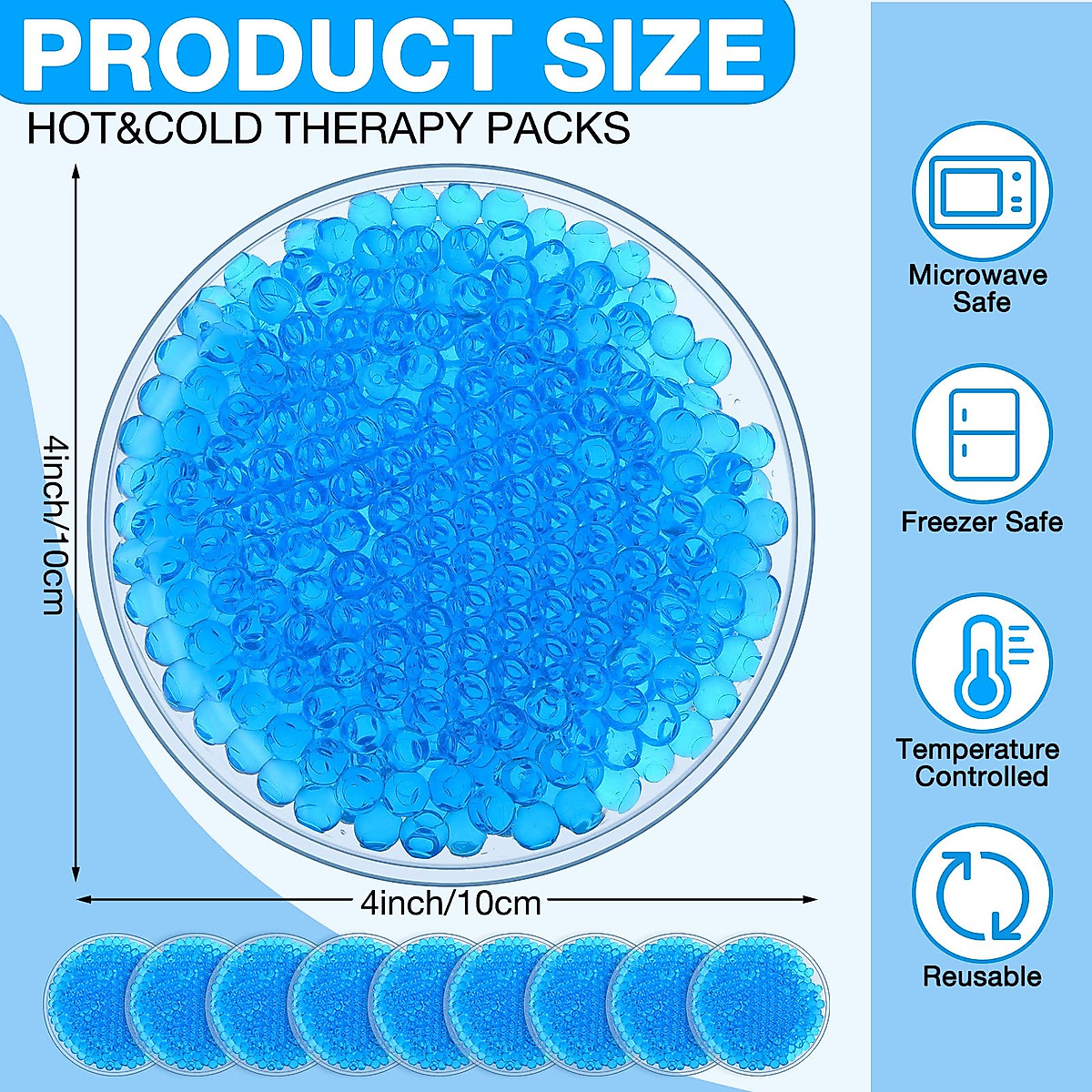 Woanger 30 Pieces Boo Boo Ice Pack Reusable Cold Packs Round Small Ice Packs for Bump Wisdom Teeth Breastfeeding Tired Eyes Dark Circles Face Pain Relief(Blue)