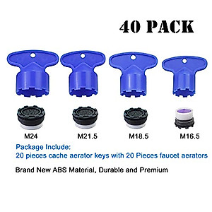 WeiMeet 20 Pieces Cache Faucet Aerator Key Removal Wrench Tool with 20 Pieces Faucet Aerator for M 16.5 18.5 21.5 24 Cache Aerators