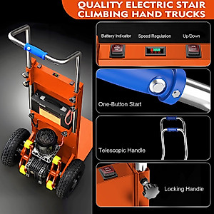Electric Stair Climbing Dolly Heavy Duty, 1200W Motorized Powered Stair Climber Dolly Cart, 880lb Max Load, Electric Stair Climbing Hand Trucks Dolly for Moving (Orange)