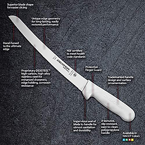Sani-Safe S147-10SC-PCP 10" White Scalloped Bread Knife with Polypropylene Handle, Multicolor