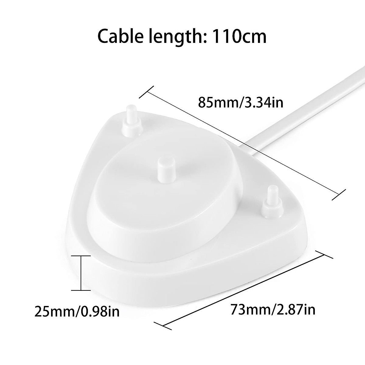 Toothbrush Charger for Oral B, POEXUJING Portable Inductive Electric Toothbrush Charger for Model 3757 with 2 Toothbrush Head Holders and 2 Dust Caps, Charging Base Power Cord for Travel Replacement