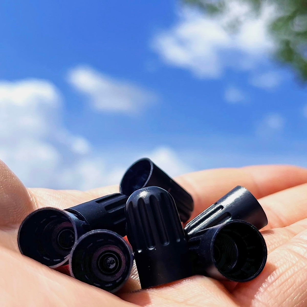 Black TPMS Plastic Tire Valve Stem Caps with Rubber Seal Universal Long Air Valve Stem Caps for TPMS20008 Rubber Valve, Airtight Seal, ­All-Weather, Air Protection, ­Light-Weight (8 Pack)