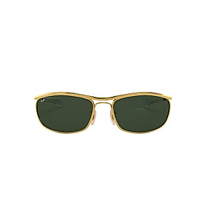 Ray-Ban RB3119M Olympian I Deluxe Rectangular Sunglasses, Gold/G-15 Green, 62 mm