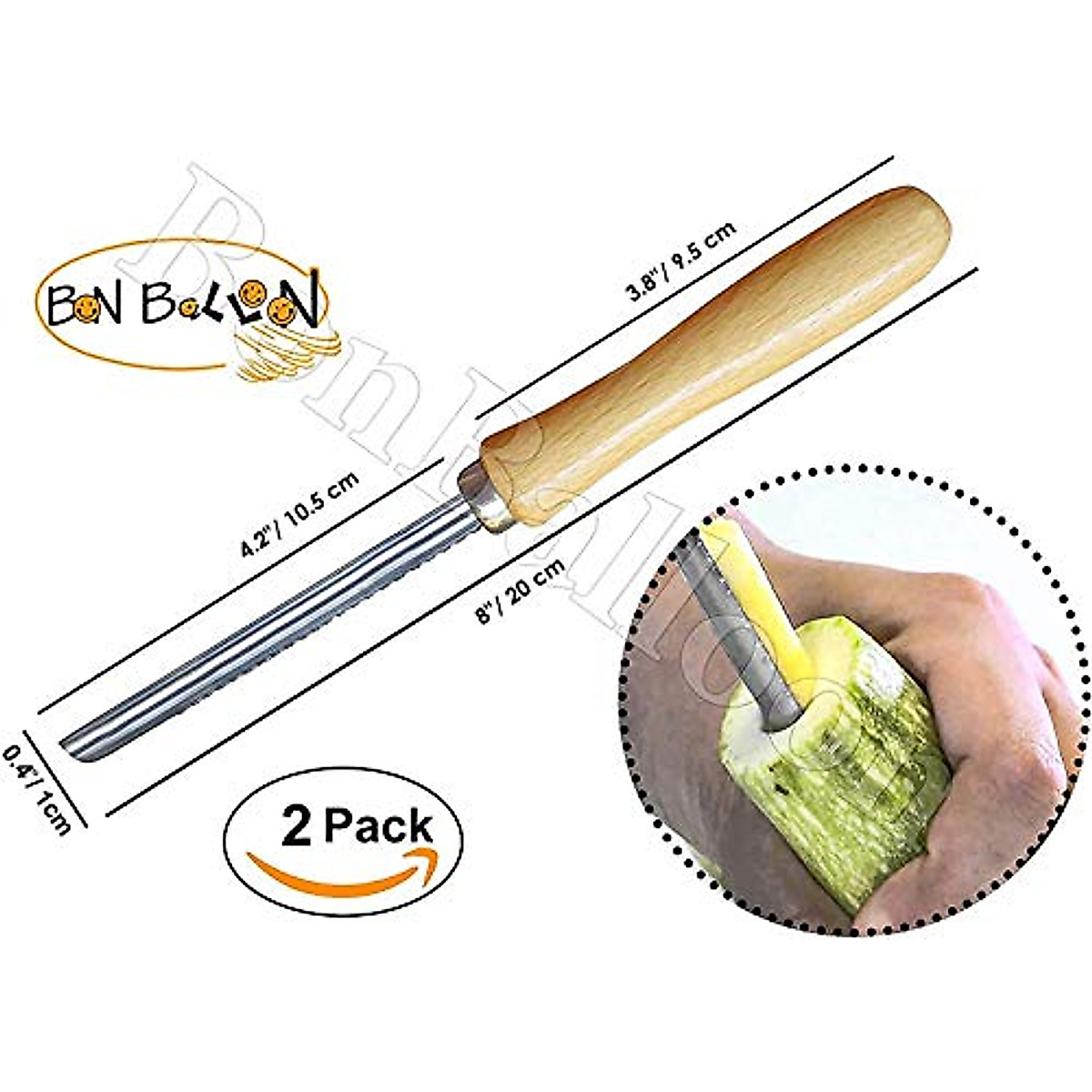 Zucchini Squash Vegetable Corer 2 pcs Corers Stainless Steel Core Remover Tool Kitchen Stuffed Vegetables Veggies Seed Remover Remove Seeds Eggplant Cucumber 8" Long Coring Tools Gadgets Drill