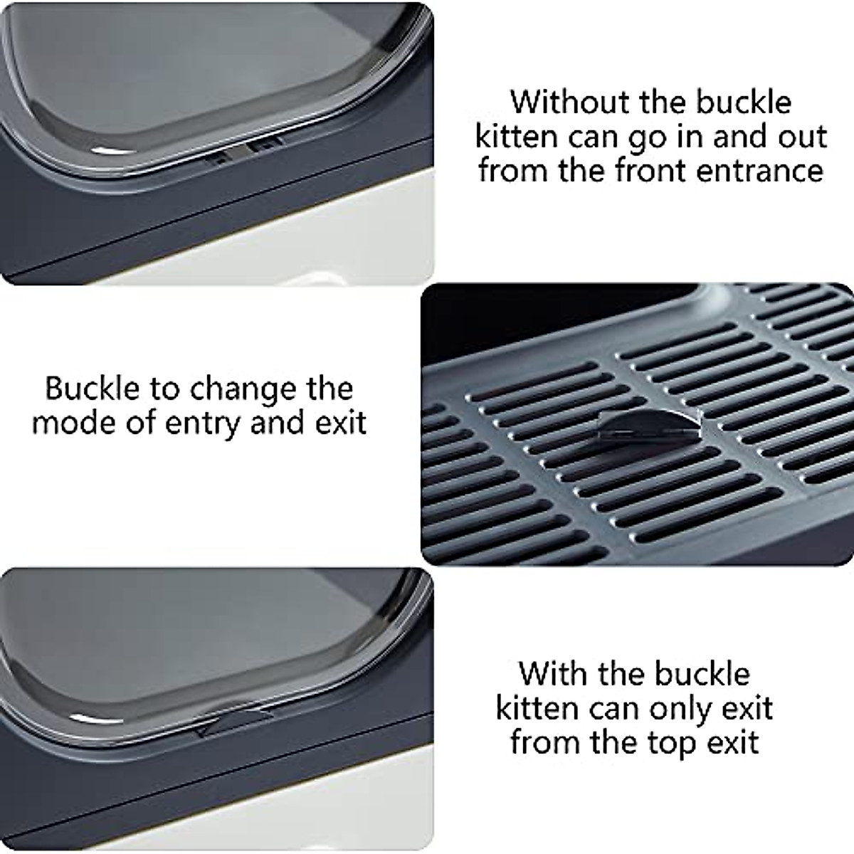 Kitty Litter Box with Lid Foldable Enclosed Kitten Potty with Cover Front Entry and Top Exit Cat Litter Boxes Drawer Type Easy Clean No Odor Control 2 in 1 Cleaning Brush(Black)