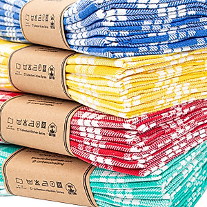 Cerberus Trade Dish and Kitchen Towels -0 Cotton Bar and Hand Towels, Absorbent for Dishes, Blue (Set of 4)