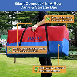 Giant Game Carry and Storage Bag, Large & Sturdy Carrying Bag for Jumbo 4 in A Row, Easily Transport / Store Life Size Game, Take Your 4-in-a-Row Anywhere (Game Not Included)
