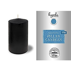 Hyoola Black Pillar Candles 2x4 Inch - 4 Pack Unscented Pillar Candles - European Made