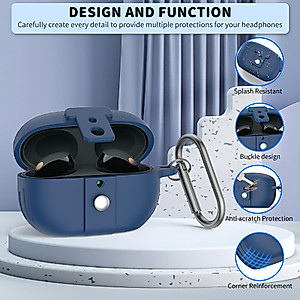 Secure Lock Case for Sony WF-1000XM5 Earbuds(2023), WOFRO Shockproof Anti-Scratch Silicone Protective Cover Skin Designed for Sony WF1000XM5 Sony XM5 Wireless Earbuds with Lanyard&Keychain (Blue)