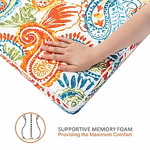 JMKaixin Patio Chair Cushions 19 x 19 Inch Waterproof Outdoor Seat Cushions for Patio Furniture Garden Sofa Couch Chair Pads with Adjustable Straps, Set of 2