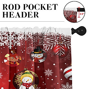 Tayney Christmas Kitchen Curtains Red Window Curtains and Valances Set 36 Inch, Snowflakes Cute Xmas Ball Short Tier Curtains for Kitchen, Funny Small Kitchen Decor