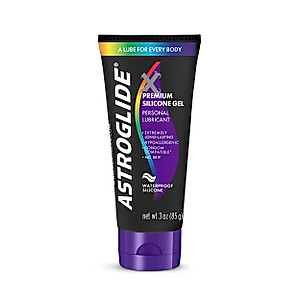 Astroglide Silicone Lube (3oz), X Premium Gel Personal Lubricant for Vaginal and Anal Sex, No Drip Stay-Put, Long-Lasting for Men, Women and Couples, Waterproof for Water Play