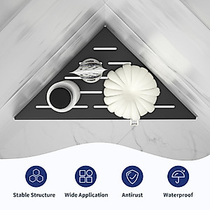 Bernkot 10'' Corner Shower Shelf 2PCS, 304 Stainless Steel Grout in Bathroom Shelves for Tiled Wall, No Drilling Needed (10'', Black)