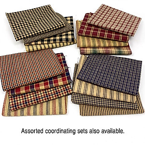 Set of 4 Fat Quarters, Primitive Red Assorted Plaid Gingham Homespun Cotton Fabric Bundle by JCS