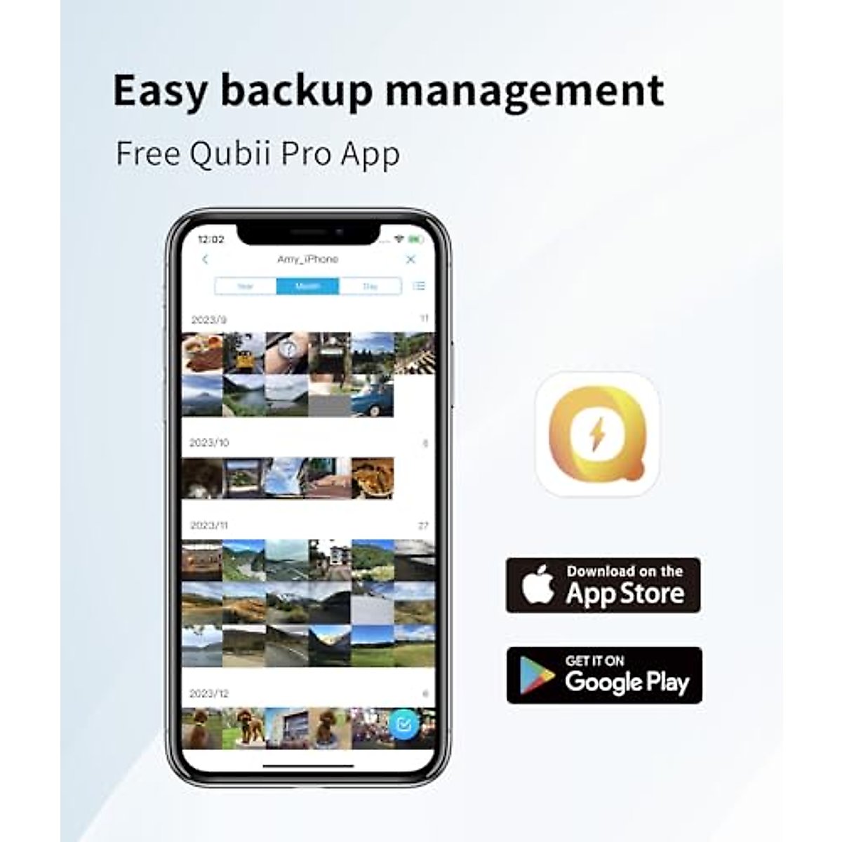 MAKTAR Qubii Duo - USB-A Flash Drive Fits iPad Flash Drive for Android Smartphone iPhone Backup Flash Drive iPhone Photo Backup Storage Device with File Organizer App - White w/o Micro SD Memory