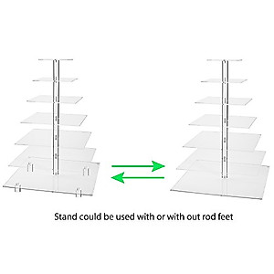 Large 7 Tier Wedding Party Acrylic Glass Cupcake Stand-Cake and Dessert Tower With Rod Feet (7SF)