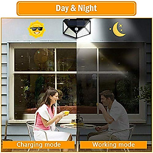 Solar Lights Outdoor - Solar Wall Light 100 LEDs Wireless Solar Motion Sensor Security Lights with 270° Wide Angle IP65 Waterproof 3 Optional Mode for Garden Patio Yard Front Door Garage Porch,4 Pack