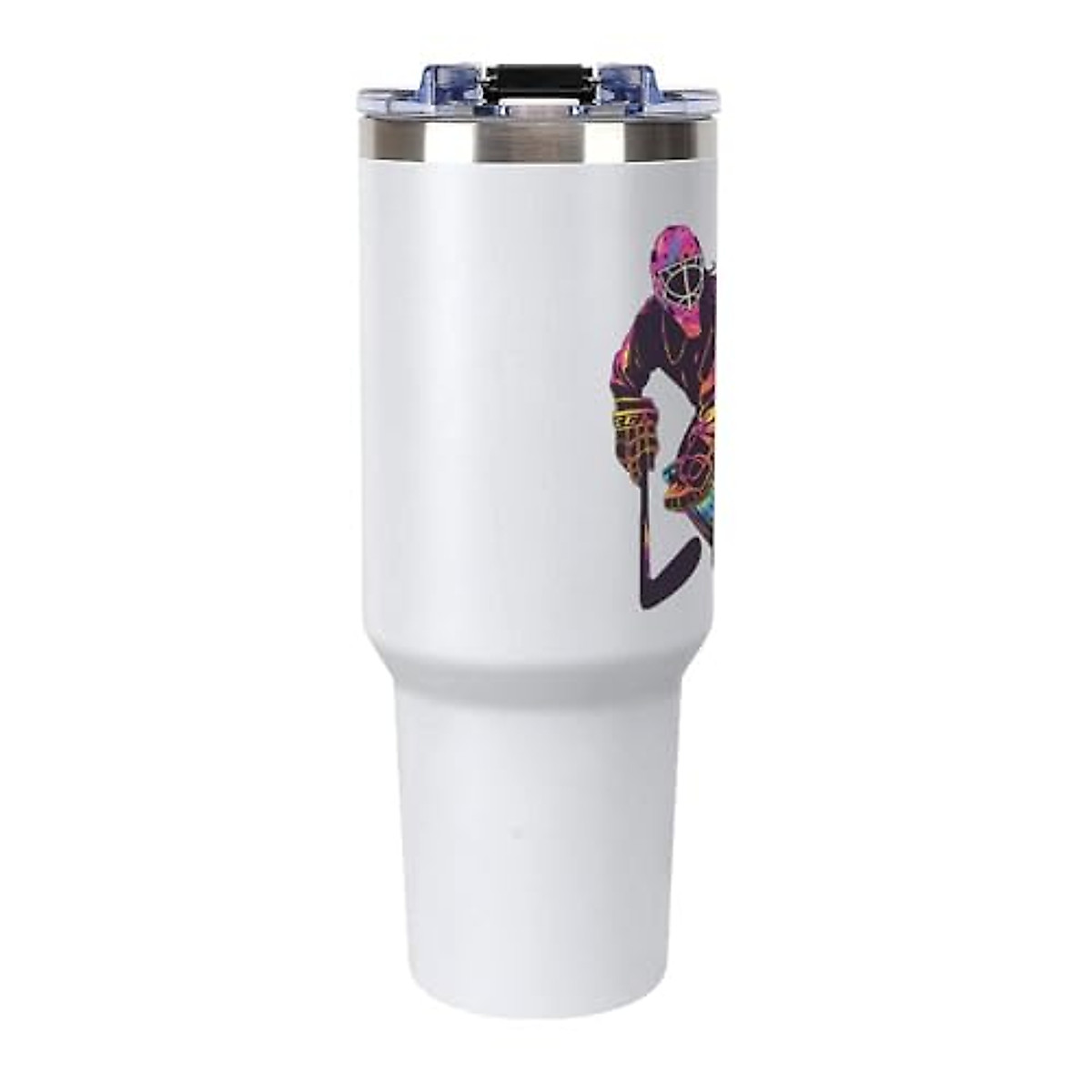 Ice Hockey Goalie Girl Watercolor Insulated Tumbler with Lid And Straw Stainless Steel Travel Coffee Mug 40oz Light Rose Red-style