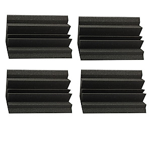 Acoustic Foam Bass Trap Studio Corner Wall 12" X 6" X 6" (4 PACK) Made in USA - Color: Charcoal