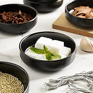 Selamica Ceramic 3.3 Inch Soy Sauce Dish Dipping Bowls Side Dishes Small Appetizer Pinch Bowls for Condiments, Sushi, Ketchup, BBQ-Set of 6(Matte Black)