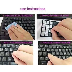 English Letters Non-Transparent Keyboard Sticker with White Lettering on Black Background for Universal Computer, Laptop, Desktop, Notebook Keyboard [2PCS]