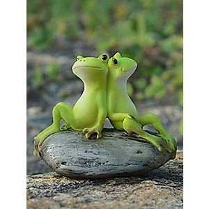 Gemmia Fairy Garden Miniature Frog Figurine - Mini Meditation Frog Statue