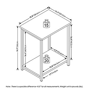Furinno Simplistic Metal Frame End Table, 2-Pack, Espresso