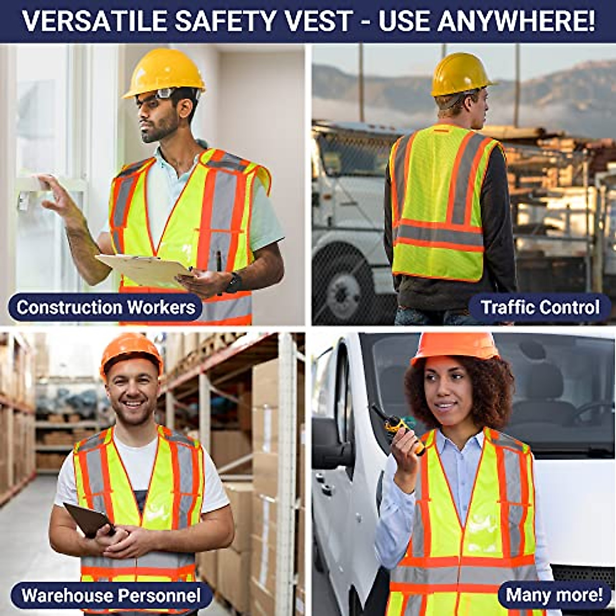 High Visibility Safety Vest – ANSI Class 2 Breakaway Vest with 5 Pockets, Yellow with Adjustable Hook and Loop Closure, Hi Vis Breathable Mesh, Heavy Duty Work Wear for Men or Women, 3 Pack (XL/XXL