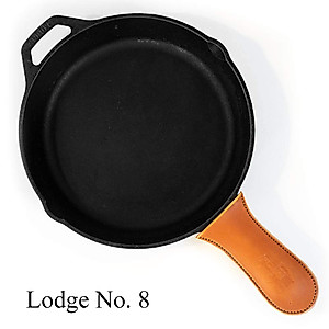 Leather Cast Iron Handle Cover - Extra Thick, Easy to Grip, Heat Resistant, Cast Iron Pot Holders - Best Skillet Handle Cover Works with Vintage Skillets, Lodge, Lancaster and More - Made in The USA