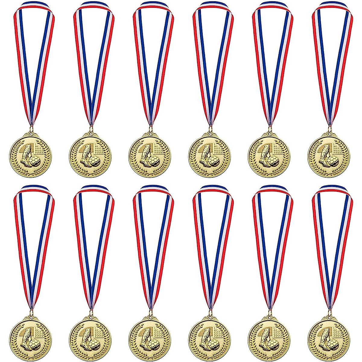 LZHZH 12 Pack Soccer Medals for Kids, metals Gold Award Medals Suitable for sports competitions Celebration and Party Favors