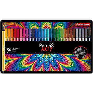 Stabilo 68 Metal Tin Fineliner Pens , Set of 30 , Multicolored