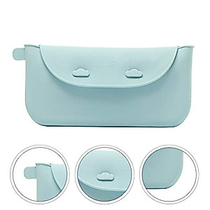 NUOBESTY Portable Tableware Box Cutlery Holder Bags Silicone Waterproof Storage Case for Baby Spoons Flatware Home Travel Bag (Blue)