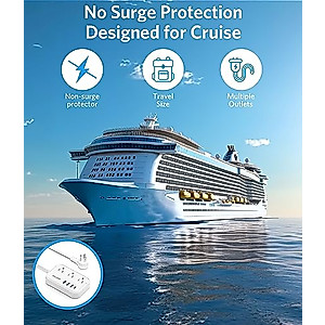 BESTEK Travel Power Strip, Cruise Ship Essentitals with USB C,Flat Plug Extension Cord with 3 Outlets 4 USB Ports(1 PD20W),5 ft Desk Wall Outlets Extender,Non Surge Protector for Cruise