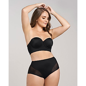 Leonisa Tummy Control Underwear for Women - High Waisted Sheer Lace Shapewear Panties Black