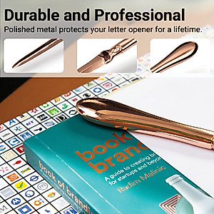Uncommon Desks Rose Gold Letter Opener Knife - Smooth Metal Plated Envelope Opener - Ergonomic Rounded Handle for Comfort - Home and Office Mail Supplies - 1 Pack