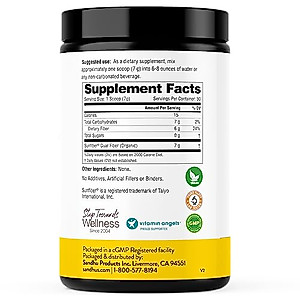 Sandhu's Prebiotic Fiber Supplement Powder –30 Servings- SunFiber® –Low FODMAP Unflavored Supplement for Digestive & Colon Health –- Gluten Free Powder – Supports Gut Health in Men & Women