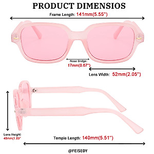 FEISEDY Retro 90s Rectangle Sunglasses Oval Yellow Sunglasses Trendy Irregular Square Sun Glasses for Women Men B2790