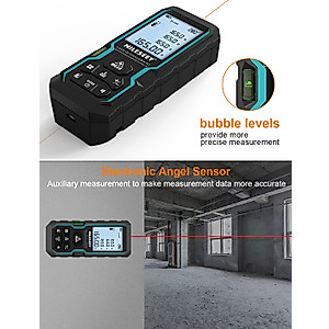 Laser Measure with Digital Angle Display, Mileseey by RockSeed 165 Feet with Electronic Level Control,M/in/Ft Unit Switching Backlit LCD and Pythagorean Mode, Measure Distance, Area, Volume