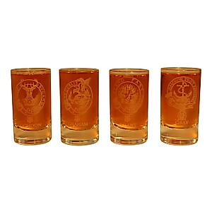Collins Glencairn Clan Crest Crystal Dram Tot Glass - Gordon Graham Grant Gray