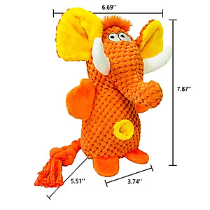 Dog Toys Puppy Toys Cute Pet Toys Squeaky Elephant Dog Toy with Crinkle Paper Plush Dog Stuffed Animals Chew Toy with Cotton Rope Dog Toys to Keep Them Busy for Small Medium Large Dogs (Orange)