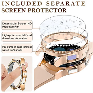 ALMNVO 4+4 Pack Tempered Glass Screen Protector for Samsung Galaxy Watch 6, 40mm, Diamond Design, Easy Installation, Water Resistant