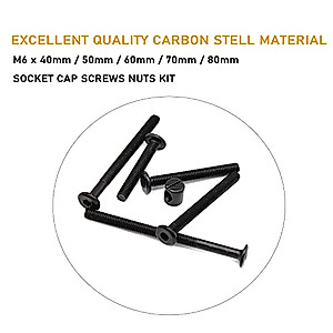 binifiMux 50pcs Black Hex Socket Cap Bolts Barrel Nuts Assortment Kit for Crib Baby Bed Cots Furniture, M6 x 40mm/ 50mm/ 60mm/ 70mm/ 80mm