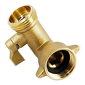Xiny Tool 90 Degree Garden Hose Adapter with Shut Off Valves, 3/4" Solid Brass Garden Hose Elbow Connector with 2 Extra Pressure Washers (1)