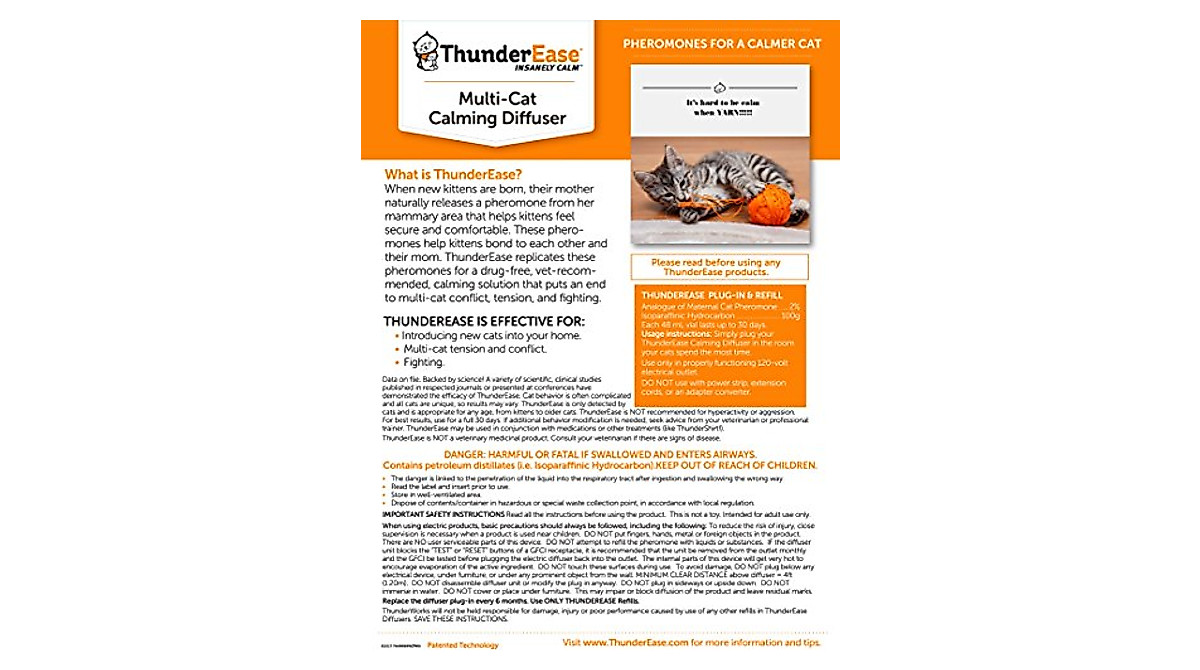 ThunderEase Multicat Calming Diffuser Refill | Reduce Cat Conflict
