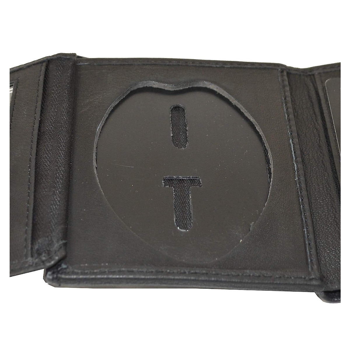 Bi-Fold Badge Holder Wallet, Shield Badge Style with ID window 100% Genuine Leather