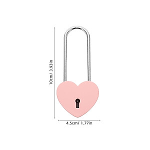 NUOBESTY Heart Shaped Padlock, Mini Metal Lock with Key Padlock Couple Wishing Lock for Jewelry Storage Box Diary Book Wedding Lovers Pink