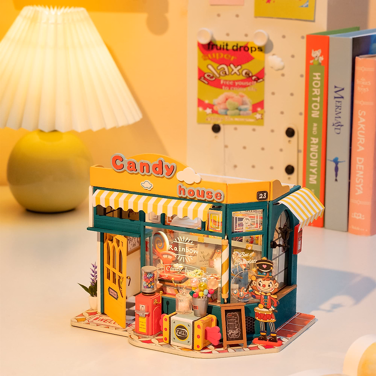 ROBOTIME DIY Miniature House Kit with Furnitures Tiny House Making Kit with LED Light 1:24 Scale Store Kit Creative Gifts Home Decor