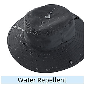 Connectyle Men's Cowboy Sun Hat Wide Brim Fishing Hiking Camping Gardening Hat UV Protection Outdoor Summer Sun Hat Dark Grey