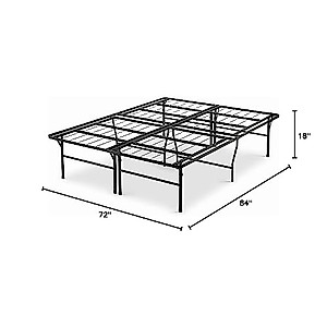 ZINUS SmartBase Heavy Duty Mattress Foundation / 18 Inch Metal Platform Bed Frame / No Box Spring Needed / Sturdy Steel Frame / Underbed Storage, California King, Black